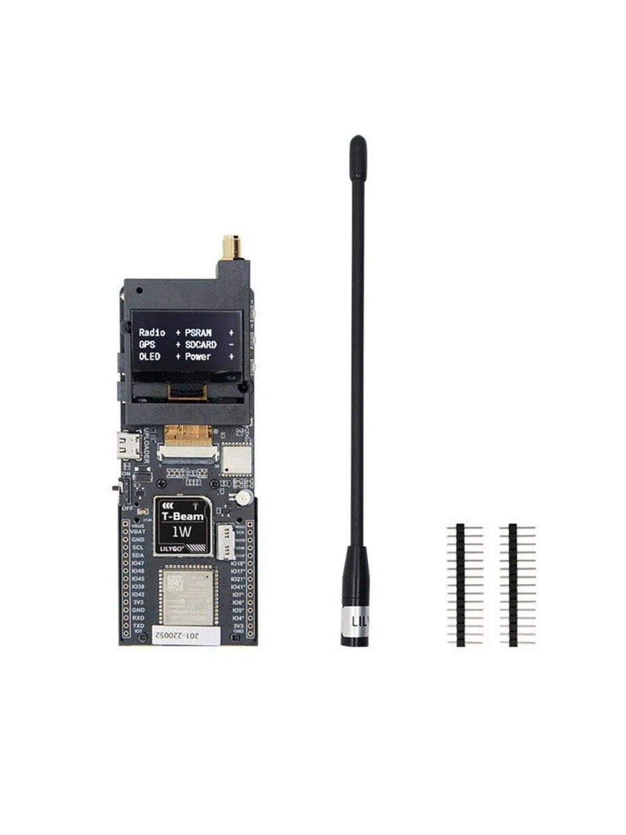 Плата разработки T-Beam 1W на ESP32-S3 с LoRa SX1262, OLED-экраном и антенной