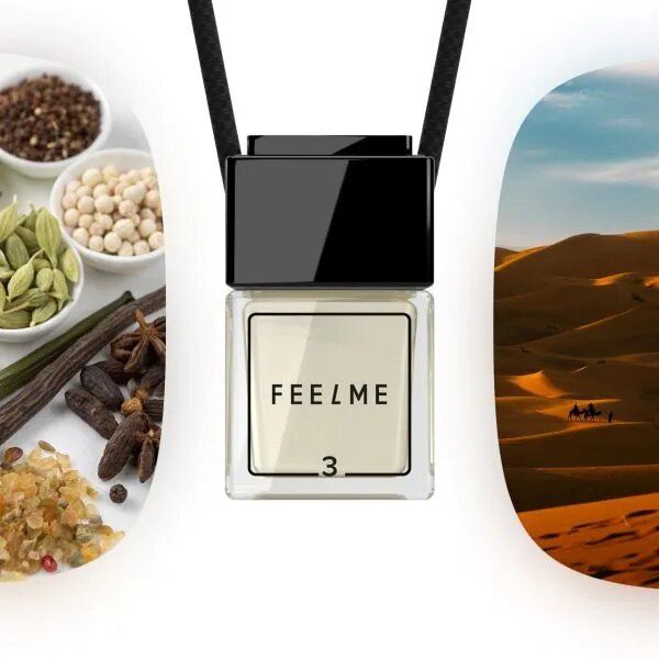 Ароматизатор FeelMe 3 Золото Пустыни, парфюмерный, для салона авто, диаметр 7.5 см