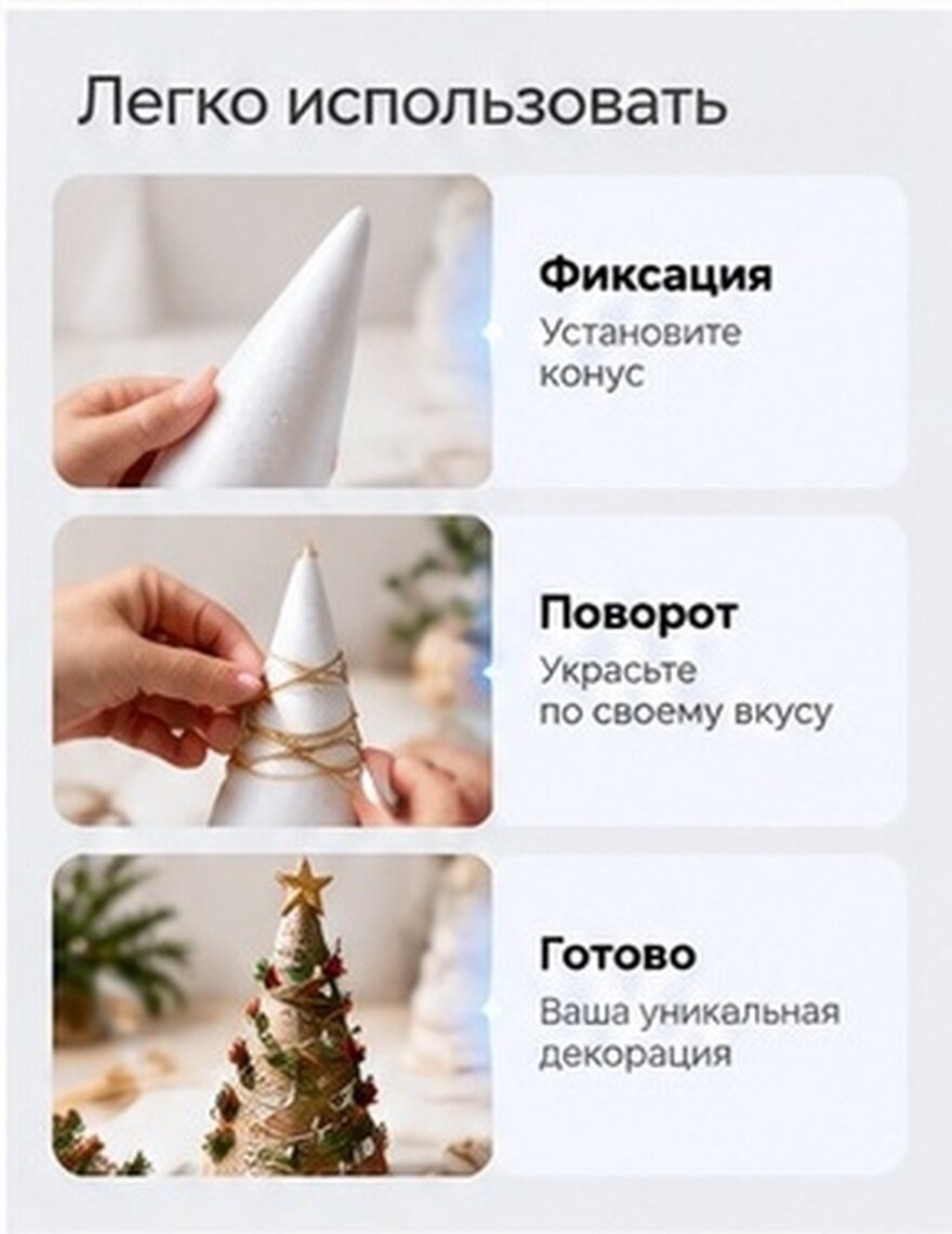 12 Шт Пустые Белые Пенопластовые Конусы Для Декора И Ремесленных Проектов 15.00X6.00X6.00Cm