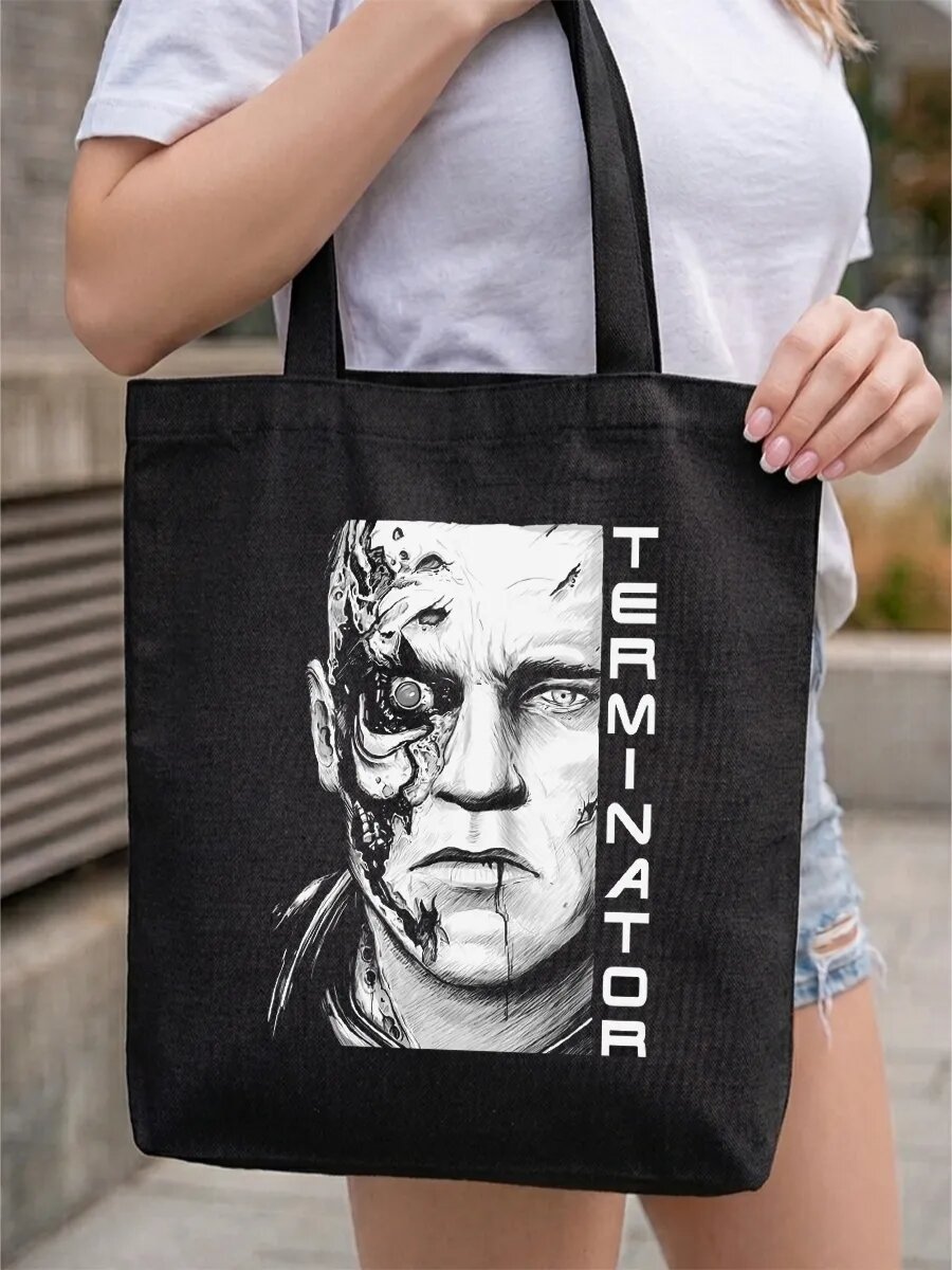 Сумка шоппер PRINTSHOT, фактура рельефная, черный