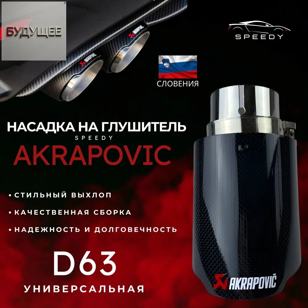 Насадка на глушитель Akrapovic карбон универсальная D63 14123123