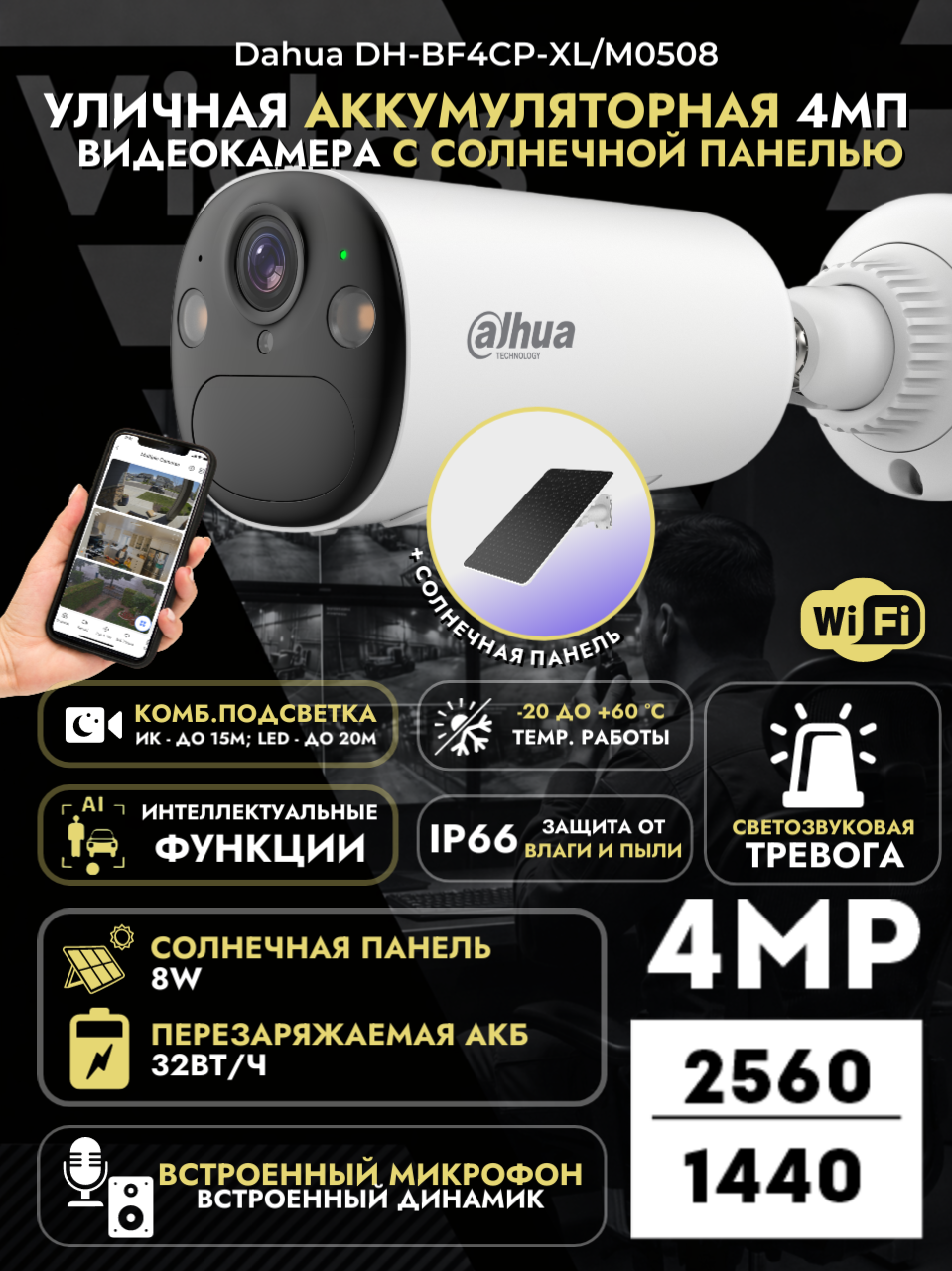 Видеокамера IP Dahua DH-KIT/IPC-BF4CP-0210B-XL-Pearl/M0508 Wi-Fi 2.1-2.1мм цв. (DH-BF4CP-XL/M0508)