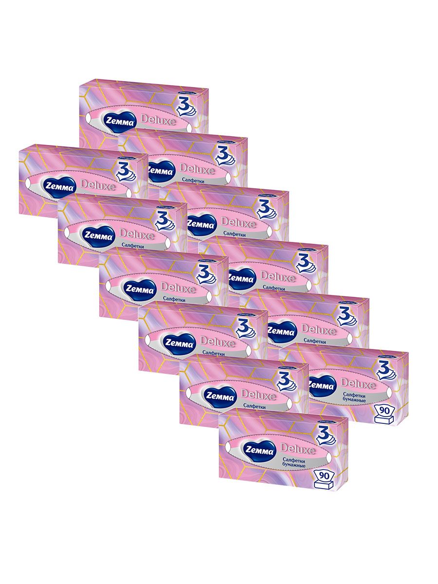 Салфетки бумажные косметические Zewa/Zemma Deluxe Дизайн, Зева, 12 пачек