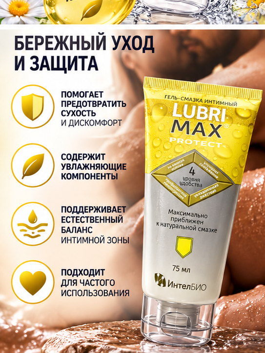 Смазка на водной основе с антибактериальным эффектом Lubrimax Protect 75 мл