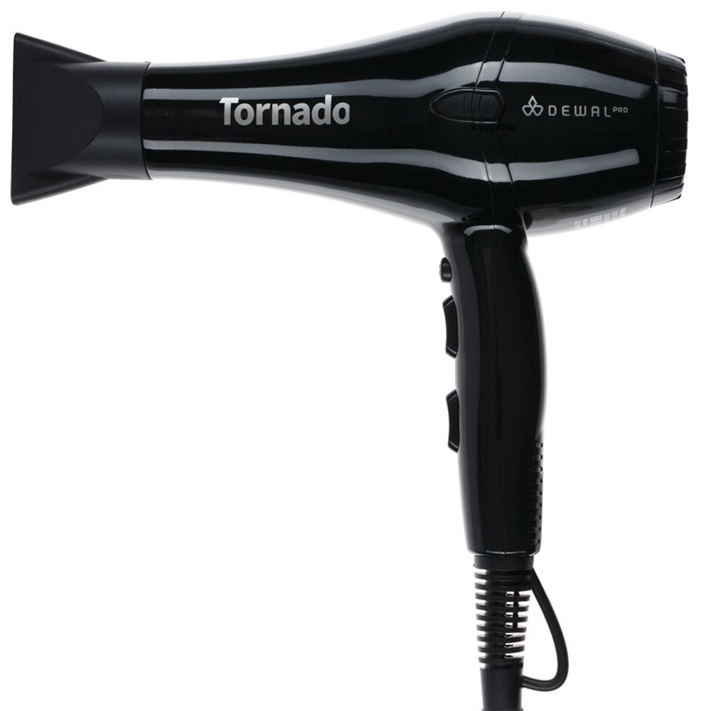 Dewal Фен для волос профессиональный Black DEWAL PRO TORNADO 03-8010, 2300 Вт, ионизация, скоростей 2, кол-во насадок 2, черный