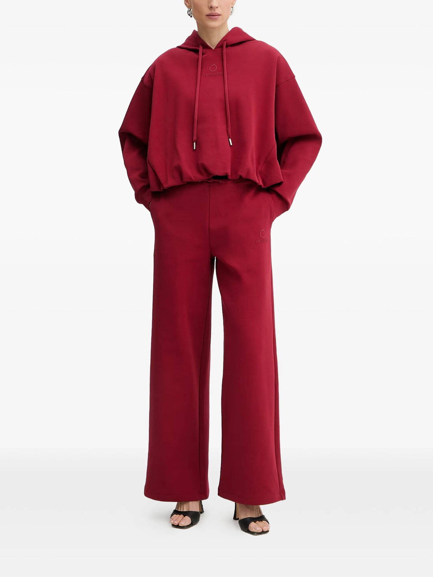 Брюки TRUSSARDI Wide-leg drawstring track pants, размер 44, красный — фото 1