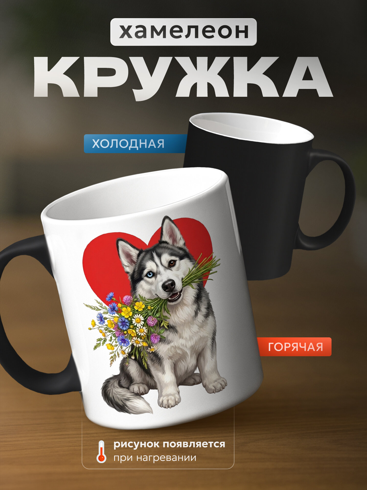 Кружка хамелеон Сибирский Хаски