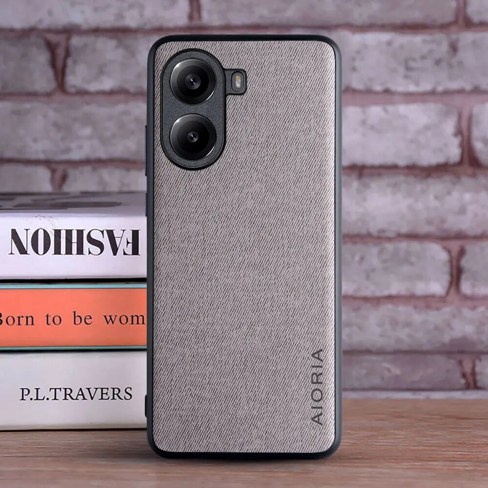 Чехол Poco X7 Pro серый, текстильный
