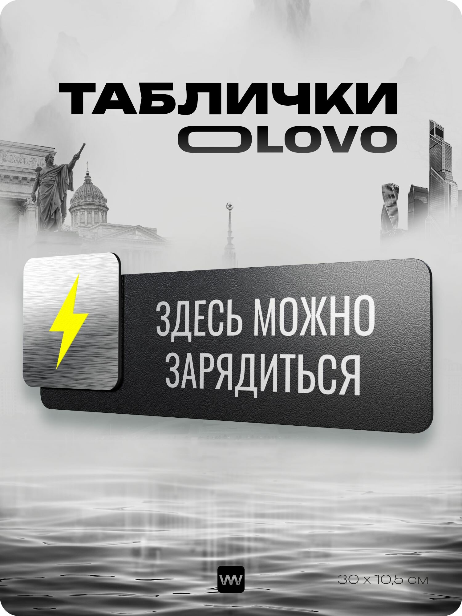 Табличка "Здесь можно зарядиться" на дверь, для офиса, общественного места, серия OLOVO/олово SLV, Айдентика Технолоджи