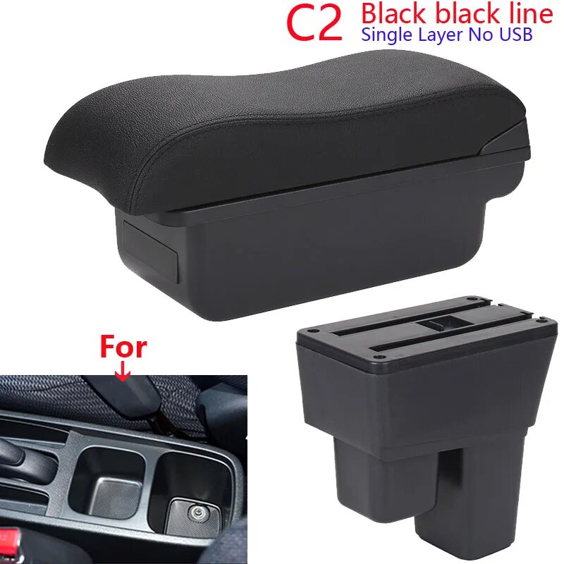 Кожаный Подлокотник Для Honda Jazz Fit 2 (2008-2013) С Изогнутой Поверхностью, C2 Black line NO USB