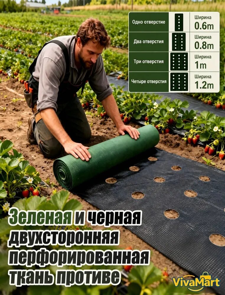 VivaMart Агроткань от сорняков Нетканое волокно, 1x10 м, 1 шт