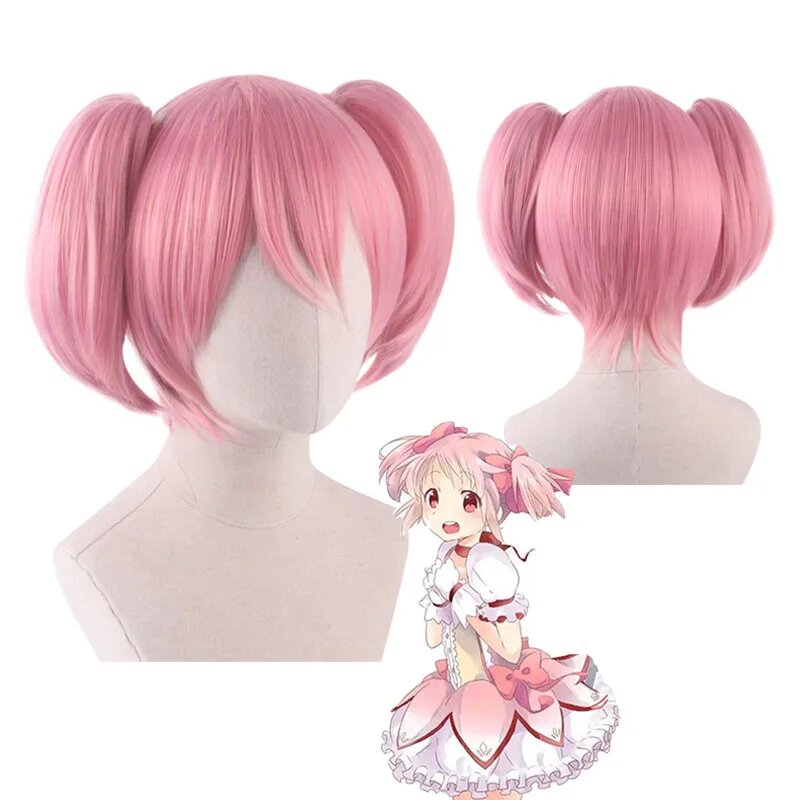 Розовый парик для косплея Kaname Madoka