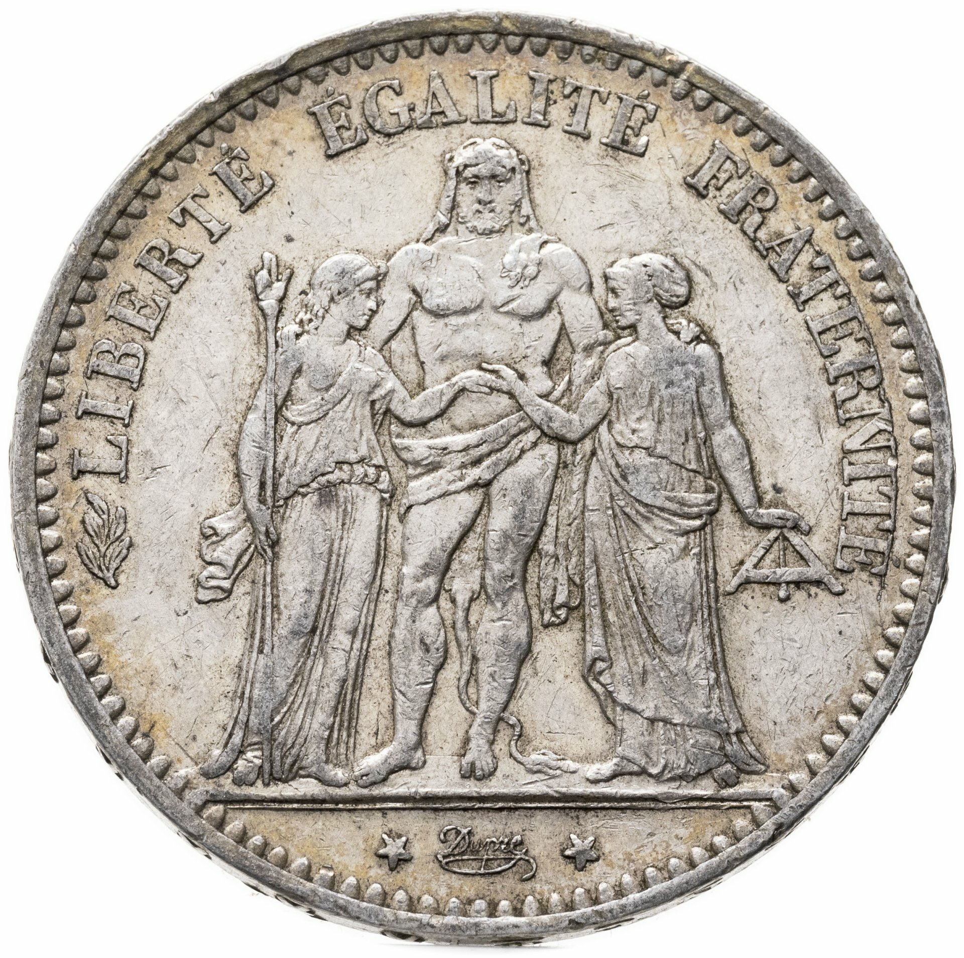 Франция 5 франков francs 1874, Серебро 900, в сохранности XF