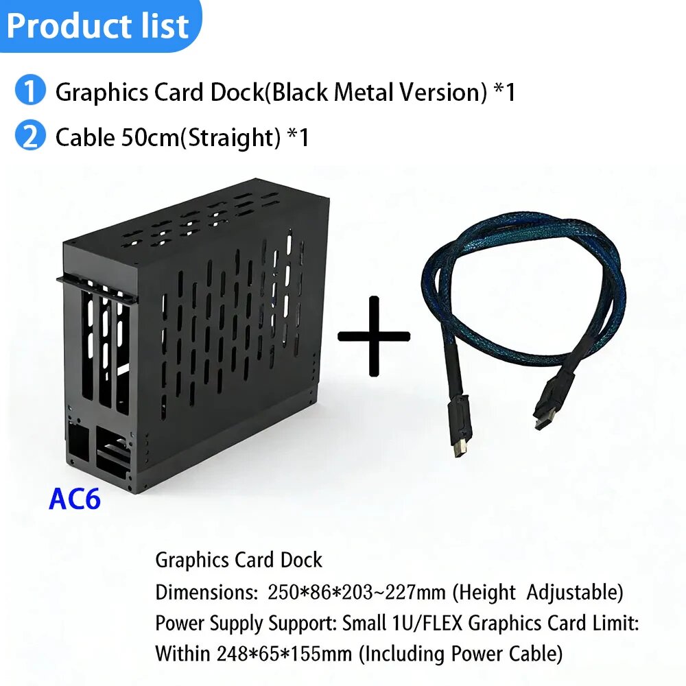 Окулинк eGPU док-станция для видеокарты ноутбука/мини-ПК 64 ГБ/с PCIe 4.0 X4, поддерживающая внешнюю портативную коробку для видеокарты ELFX 1U Power