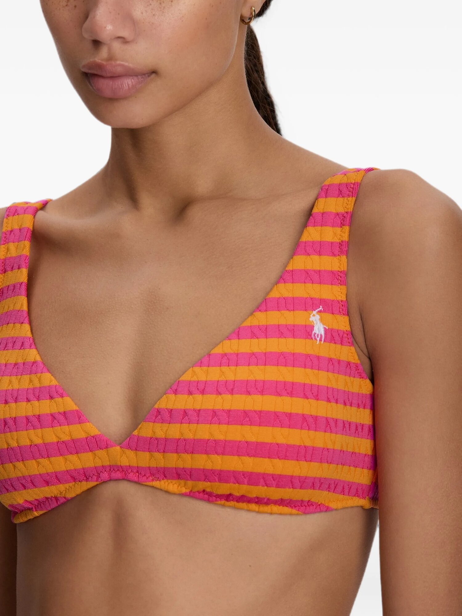 Купальник Polo Ralph Lauren Striped seersucker bikini pants, размер 36, pink — фото 1
