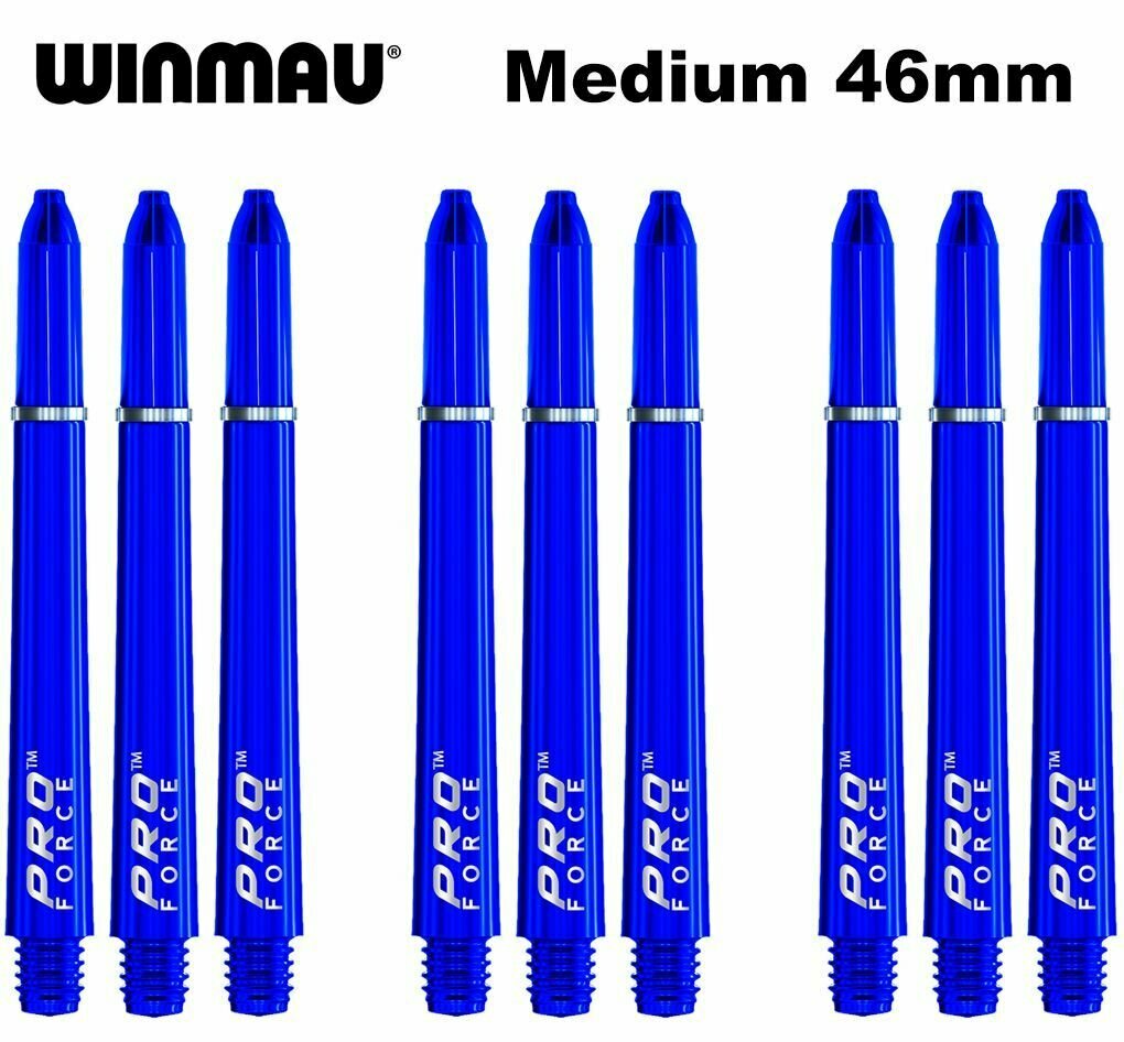 Хвостовики (9 шт) для дротиков Winmau Pro Force (Blue, Medium, 46mm)
