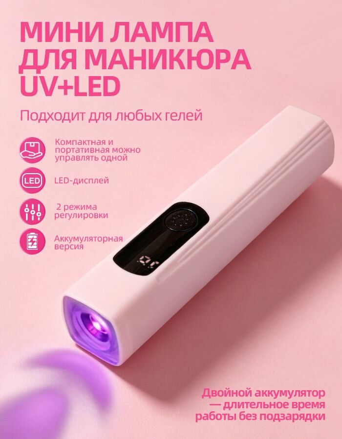 Мини лампа для маникюра. УФ-лампа для наращивания ногтей, подходит для полимеризации гель-лака.
