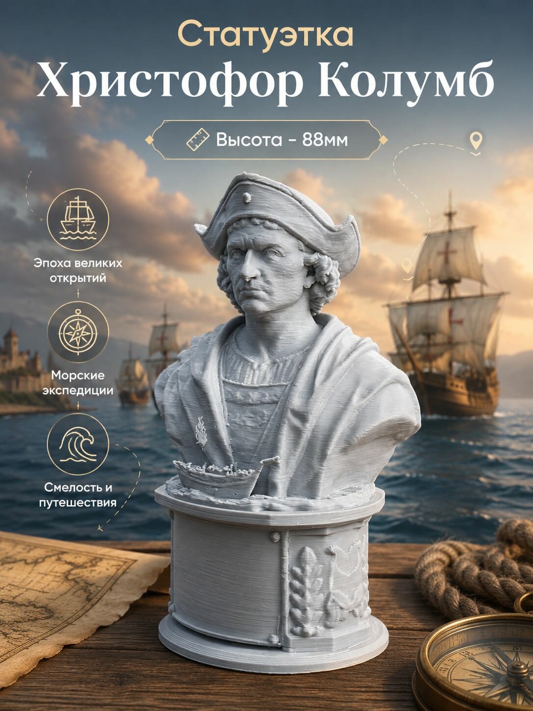 Статуэтка Колумб настольная малая декоративная 3D Фигурка