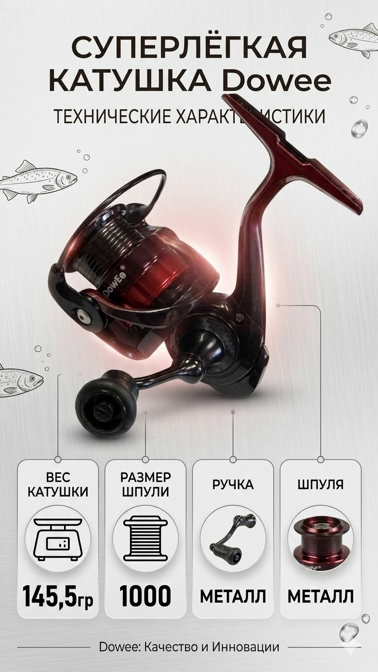 Ультралайт катушка рыболовная 1000 сверхлегкая, металлическая (145.5 г)