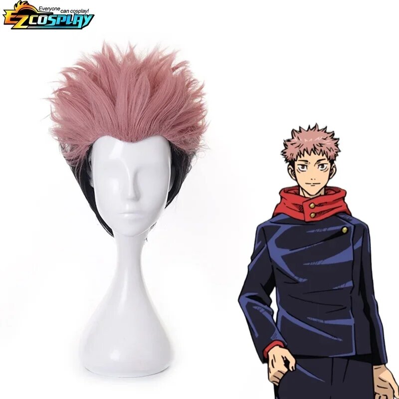 Парик для косплея Jujutsu Kaisen Yuji, бордовый