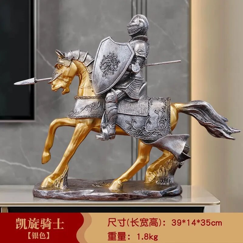 Статуэтка Рыцарь с копьем на коне, 39x14x35 см, полистоун, вес 1.8кг