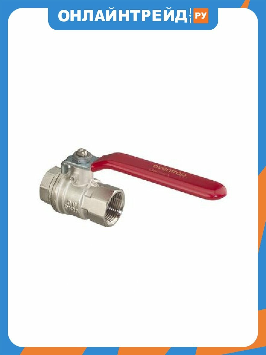Кран шаровой Oventrop Optibal, полнопроходной, DN-25, 1", ВВ, PN, бар-16, ручка-рычаг из оцинкованной стали, латунь, никелированный