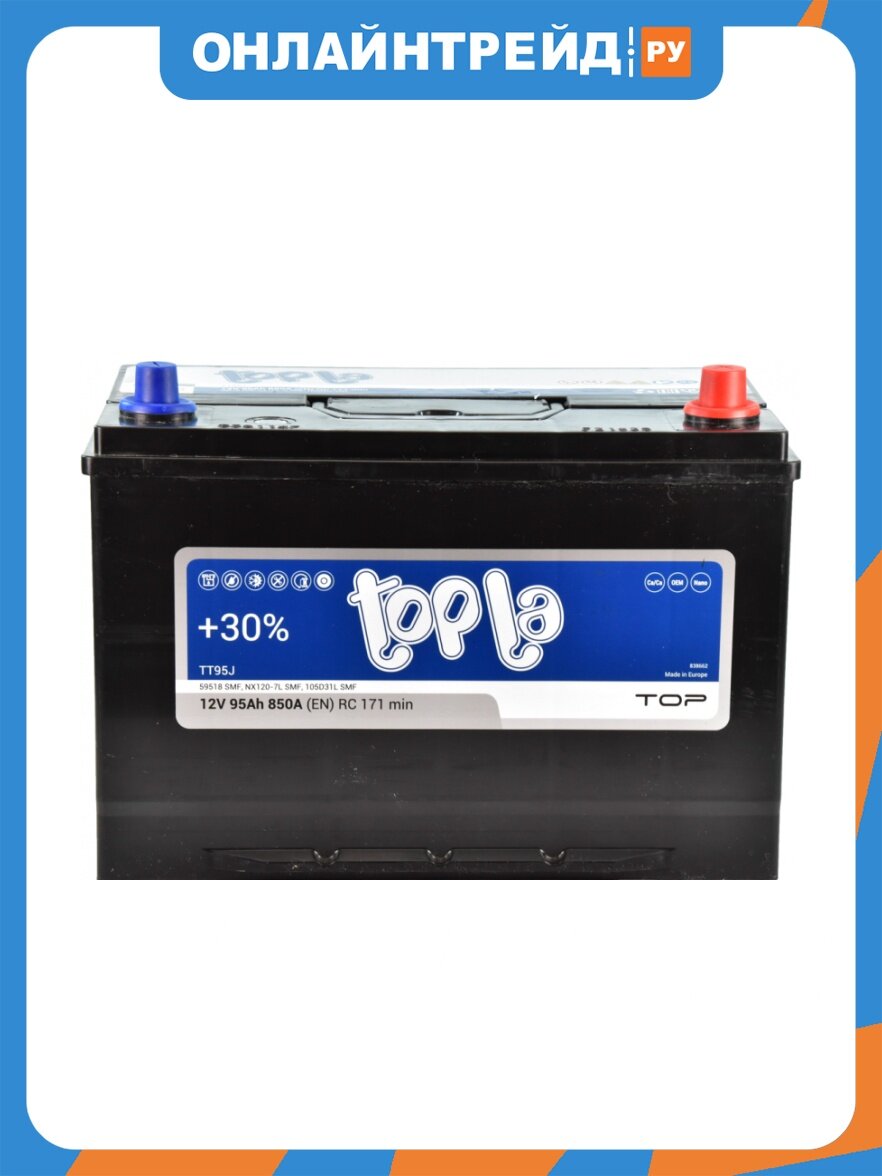 Аккумулятор Topla Top JIS TT95J 59518 SMF (118895), 303x175x227, обратная полярность, 95 Ач
