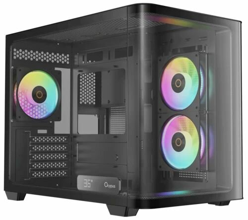 Компьютерный корпус Ocypus Iota C50 Curve ARGB (Iota-C50-BKD300CD-GL) черный - Mini Tower, Micro ATX, USB 2.0 Type A, USB 3.2 Gen 1 Type A, USB 3.2 Gen 1 Type C