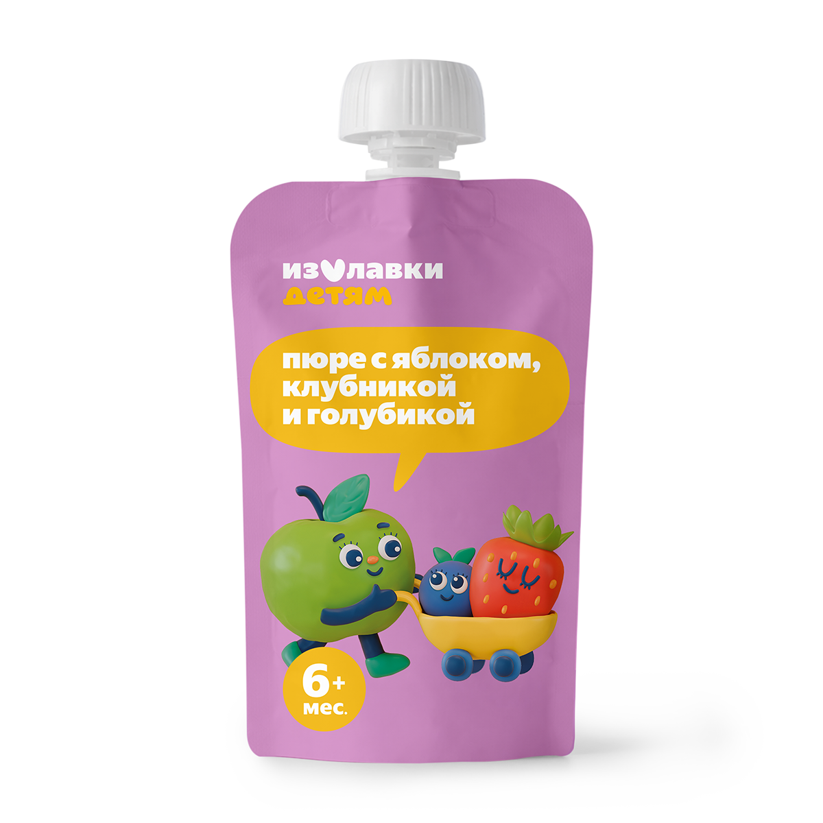 Пюре "Из Лавки", из яблок, клубники и голубики, с 6 месяцев, без крахмала, 90 г