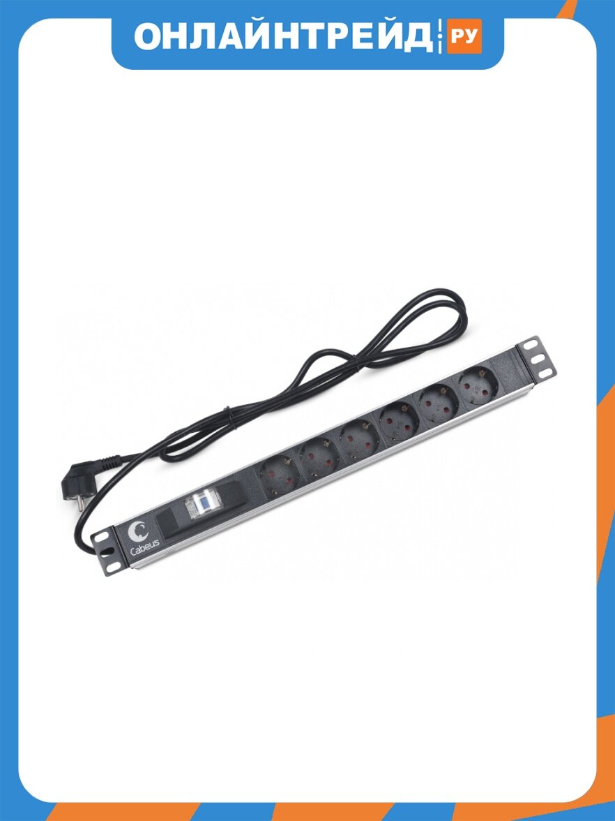 Блок розеток Cabeus PDU-6P-B-2EU 6шт, 1U, 19", 2м
