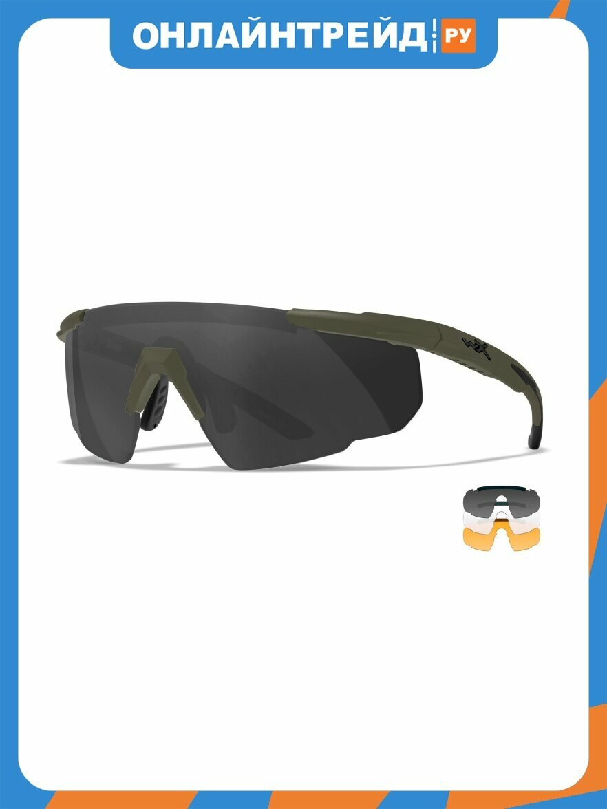 Очки защитные Wiley X Saber Advanced (Frame: OD Green, Lens: Clear + Grey + Rust)