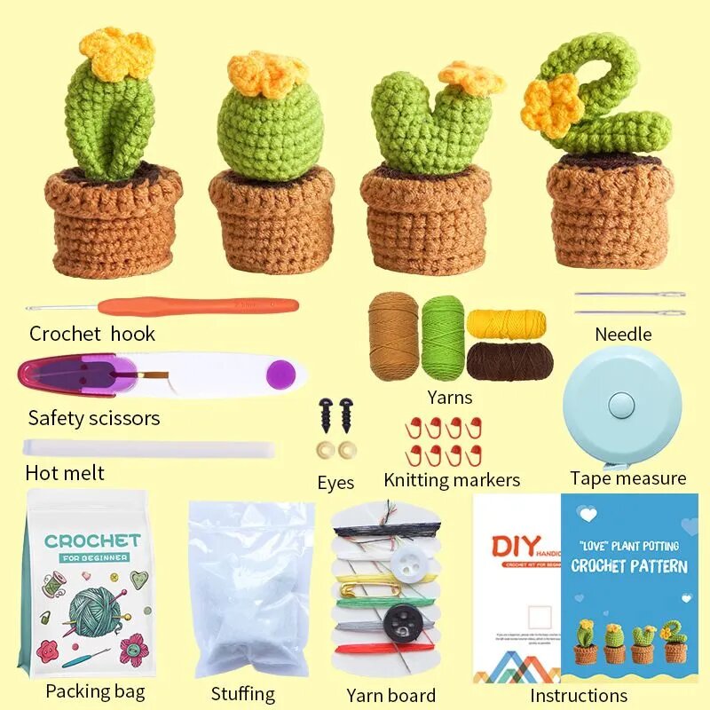 Набор DIY для вязания игрушки крючком, полный комплект для начинающих, материалы для создания милой игрушки, отличный подарок