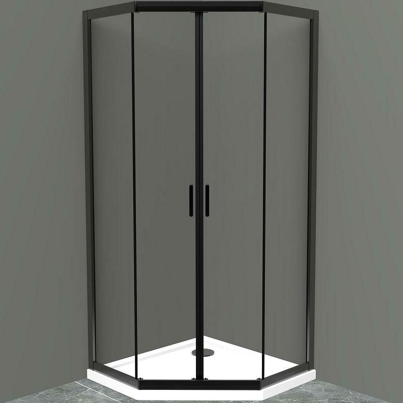 Душевой уголок BelBagno Uno 90х90 UNO-195-P-2-90-C-NERO профиль Черный матовый стекло прозрачное