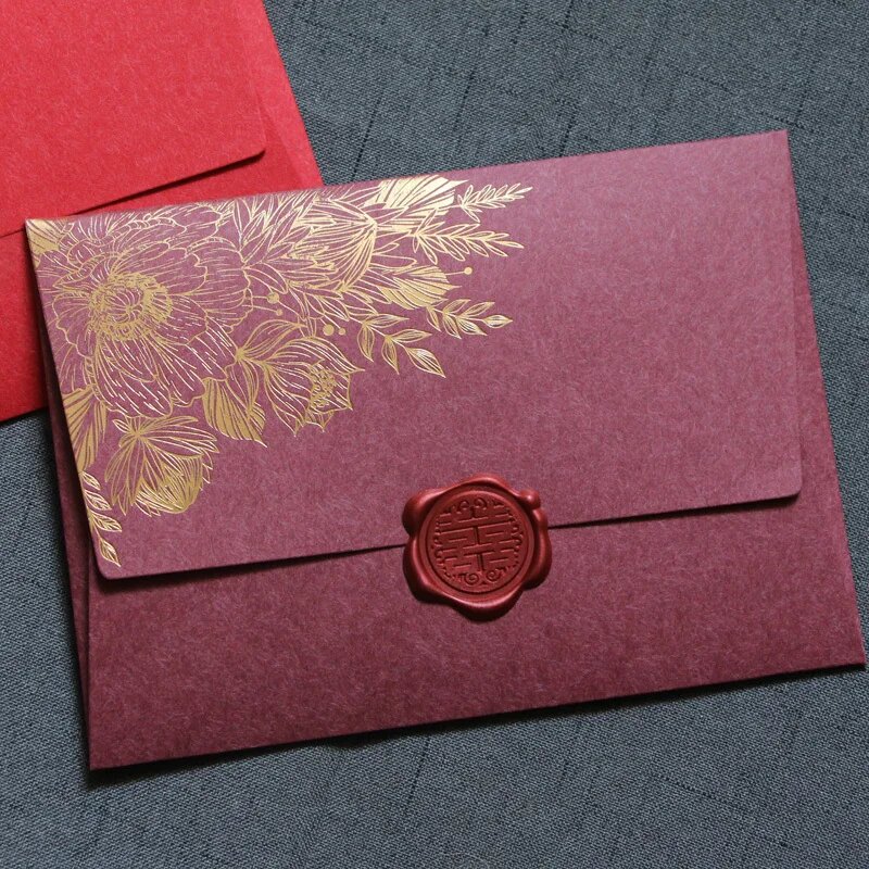 Конверты из жемчужной бумаги HUALIWEN, 10 шт. Бордовый, Big maroon