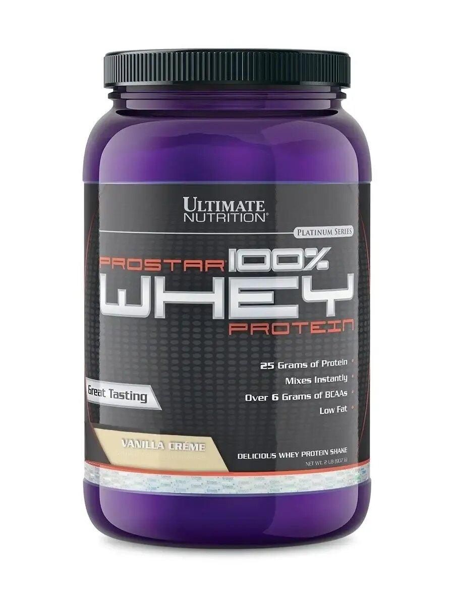 Протеин Ultimate Nutrition Prostar Whey, 100%, ваниль крем, 25 г белка, 908 г