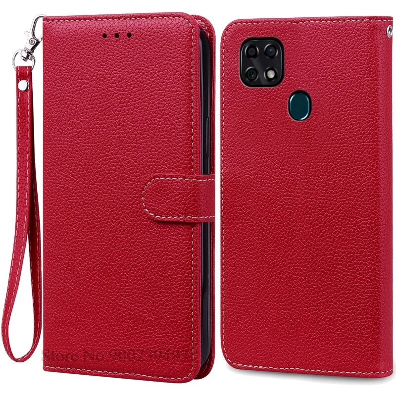 Красный кожаный чехол-книжка для ZTE Blade 20