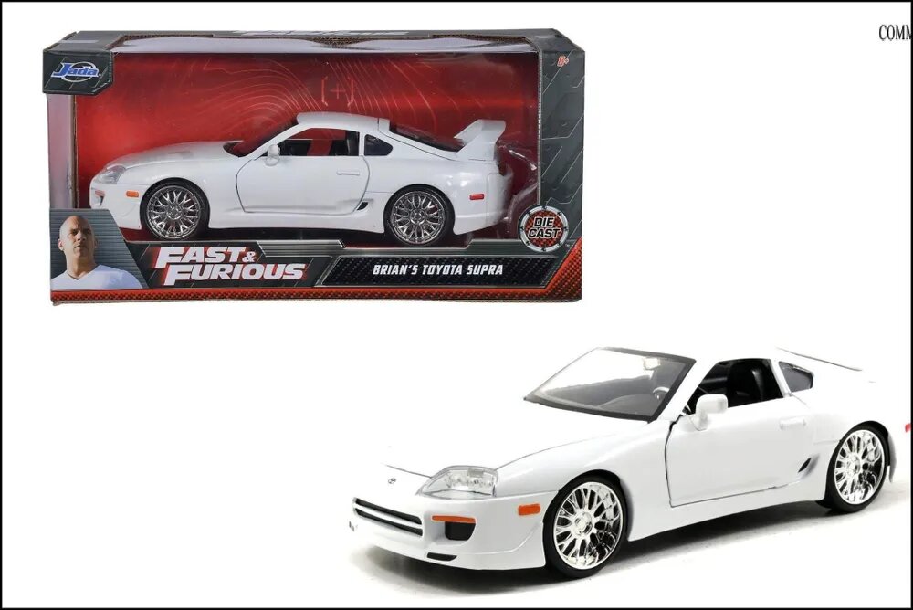 Машинка Jada Toys Fast & Furious 1:24 Brian's Toyota Supra Die-cast Car White, Детские игрушки, подарки для коллекци+онеров-, Оранжевый