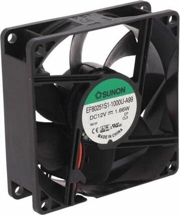 Вентилятор SUNON EF80251S1-1000U-A99 осевой 12В DC 80x80x25 мм подшипник скольжения 69,29 куб. м/ч 33 дБА 24AWG