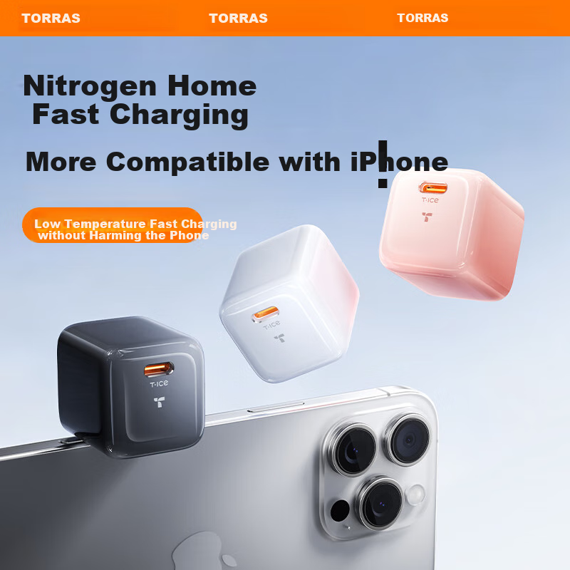 TORRAS Ice Cube Lite 30W GaN быстрая зарядка для iPhone 17 Pro Max с оригинальным кабелем Версия：Серия