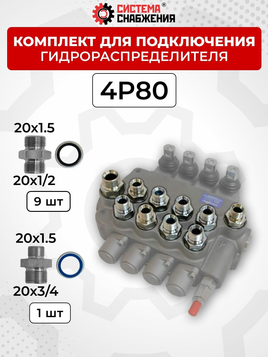 Комплект подключения гидрораспределителя 4P80 20х1,5+20х1,5