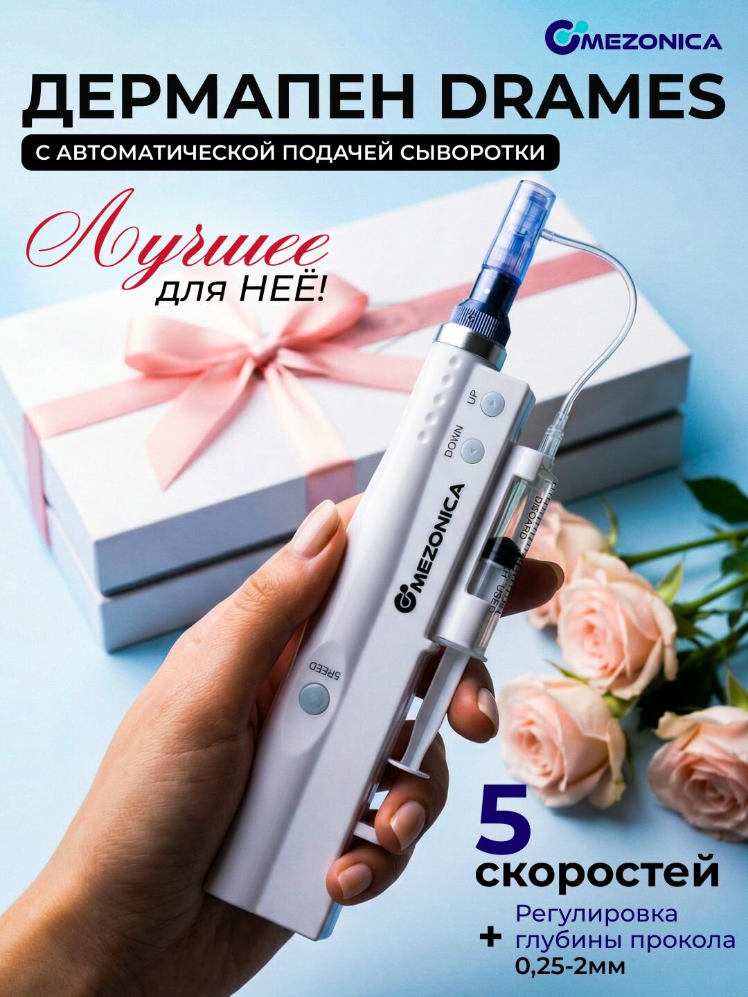 Дермапен для лица с автоподачей сыворотки , Mezonica DraMes