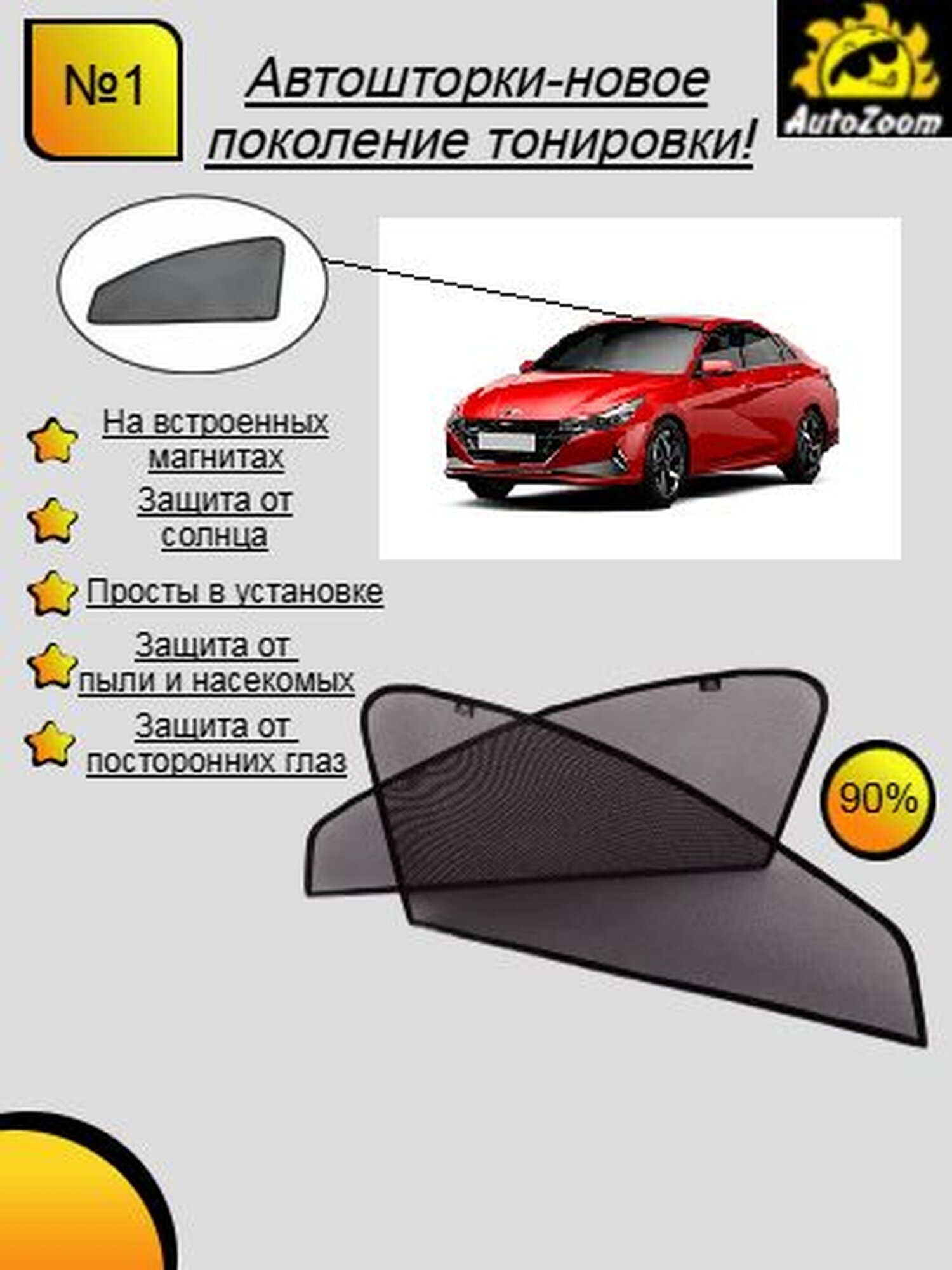 Автошторки магнитные для Hyundai Elantra (CN7) (2020 - н. в.) (Хендай Элантра)на передние двери 2 шт