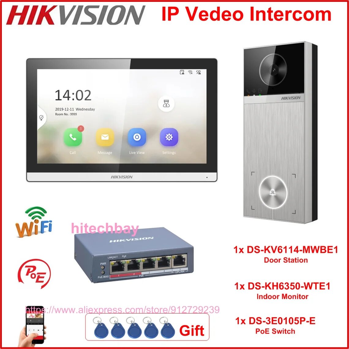 Hikvision домофон DS-KV6114-MWBE1, комплект Doorbell Monitor Kit