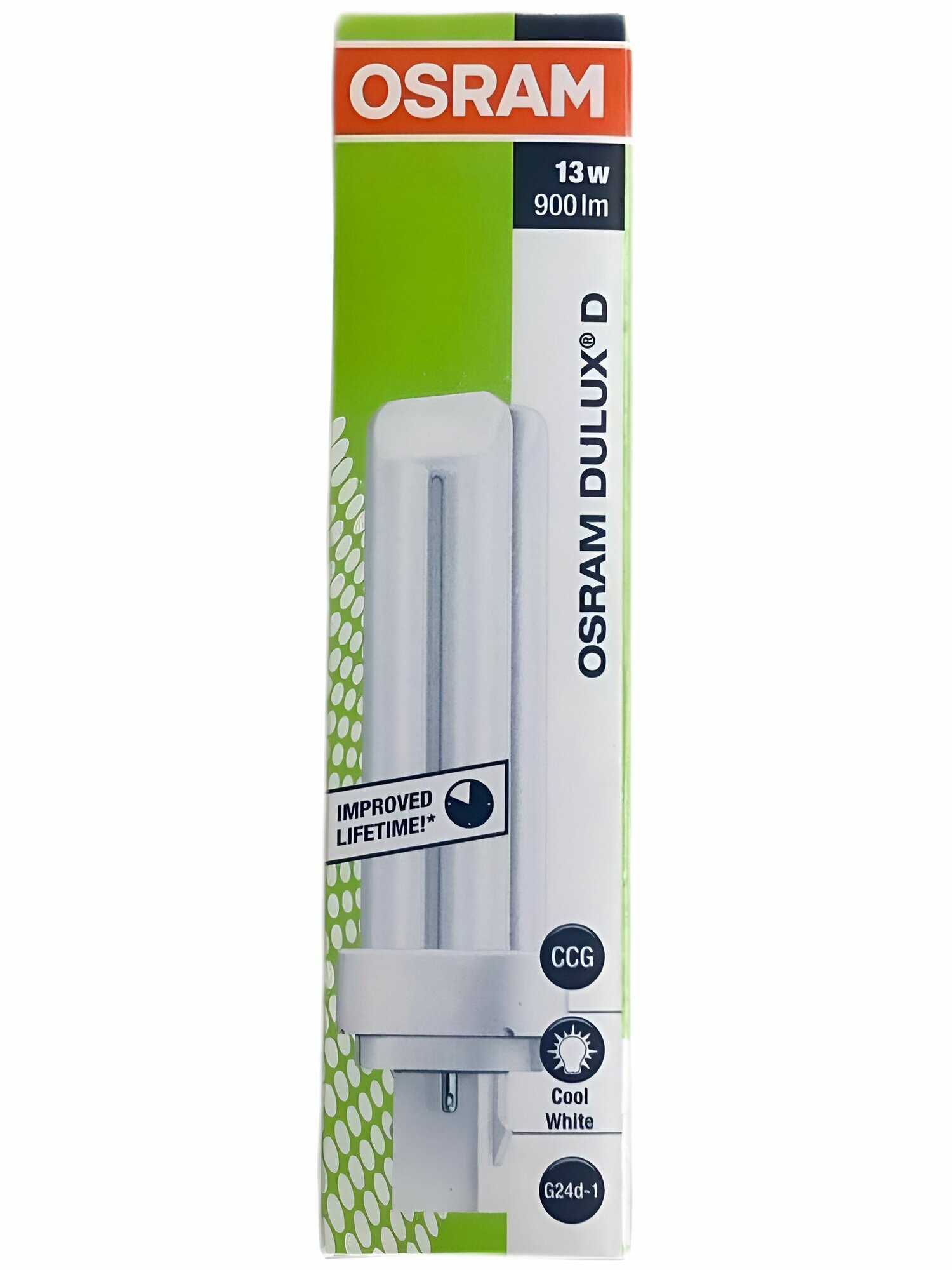 Лампа Osram DULUX D G24 d-1 13W/840 (2 контакта) белый дневной свет