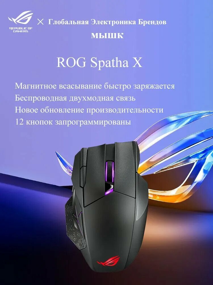 ROG Игровая мышь беспроводная ROG Spatha X, черный