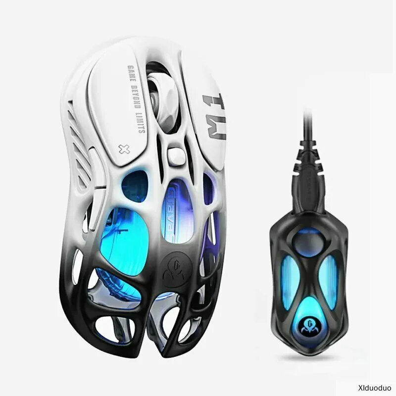 Игровая мышь беспроводная Gravastar Mercury M1 Pro + 4K Wireless Донгл 2.4GHz / Bluetooth 5.1, белый, лазурный