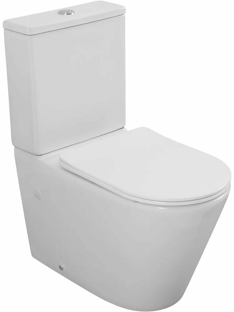 Унитаз-компакт напольный Aquanet 348004 с микролифтом, безободковый, фаянсовый, белый, глянцевый, с нижним подводом, сиденье для унитаза в комплекте