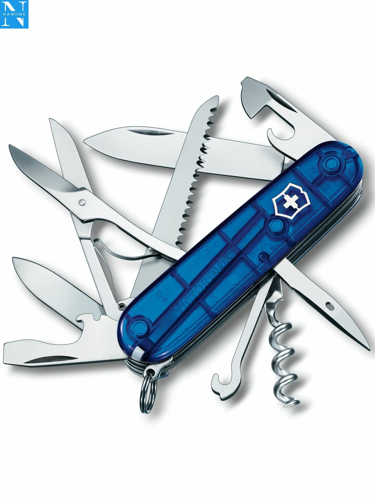 Нож перочинный VICTORINOX Huntsman 1.3713. T2, 91 мм, 15 функций, Blue Trans