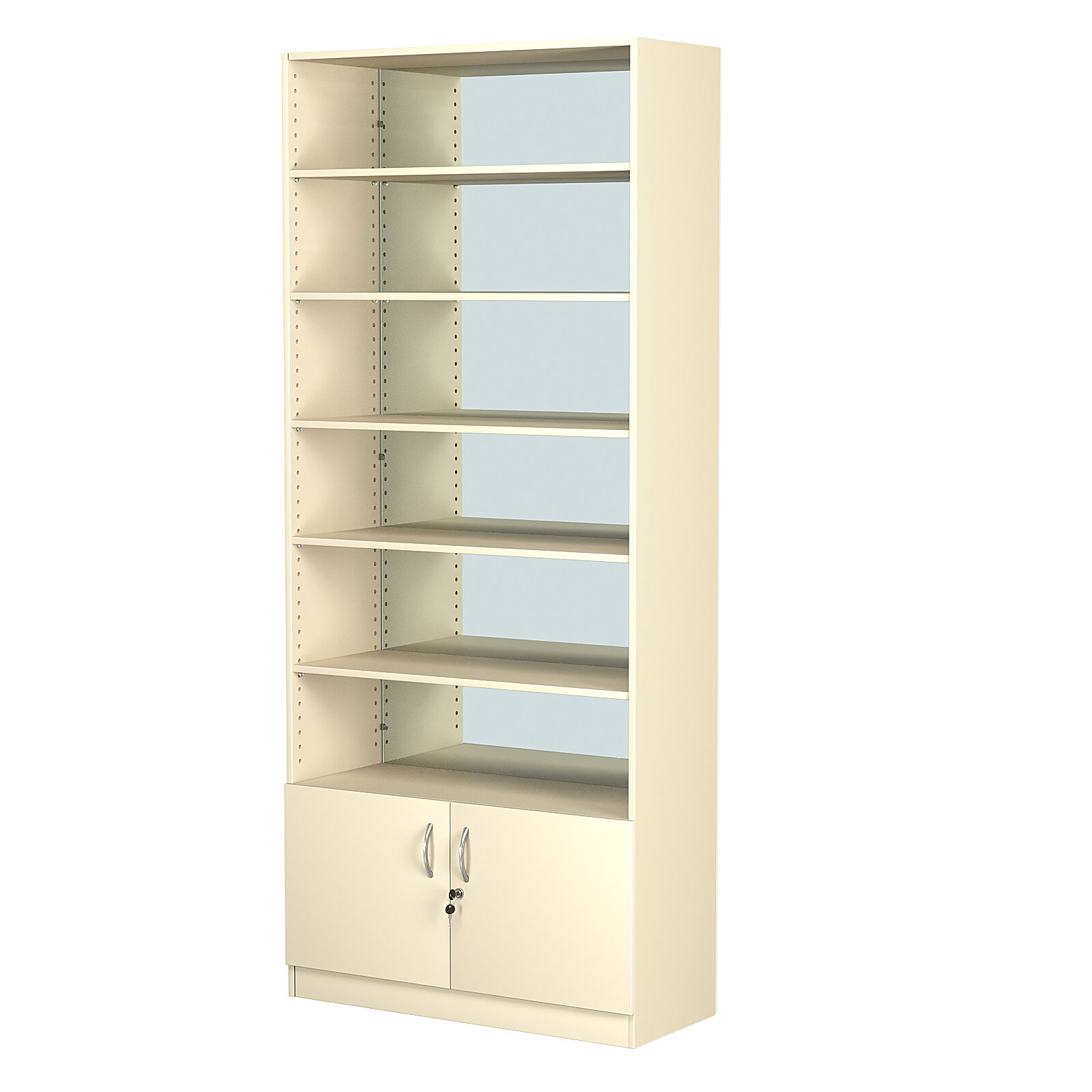 Стеллаж из ДСП с 5-ю полками 400x900 мм серии LEVEL-5 №14-2 (З/C - зеркало), Крем Вайс