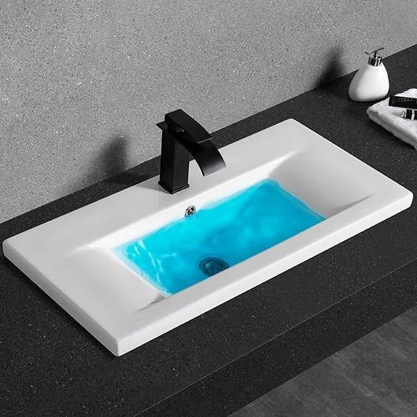 Раковина CeramaLux 80 9393-80 Белая, санфаянс, полувстраиваемая